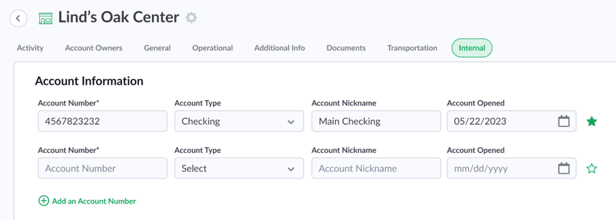 Manage multiple account numbers