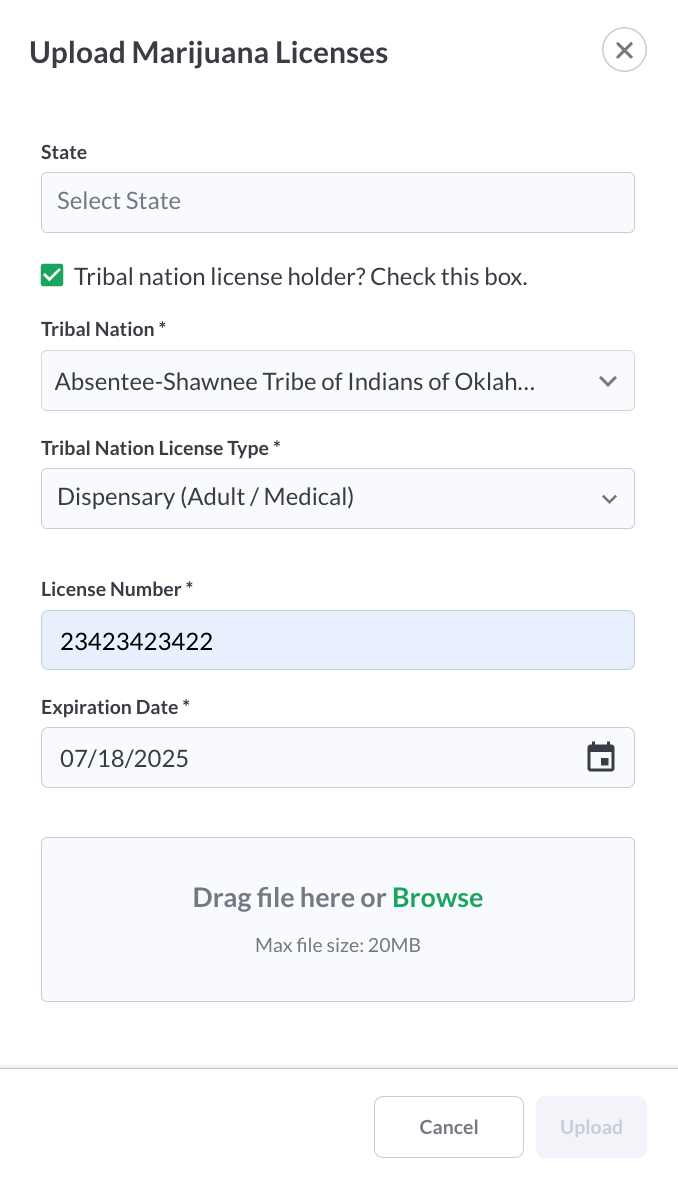 Tribal Nation Marijuana Business License Support