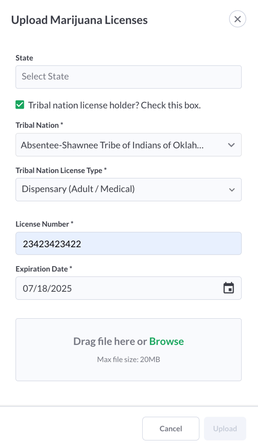 Tribal Nation Marijuana Business License Support